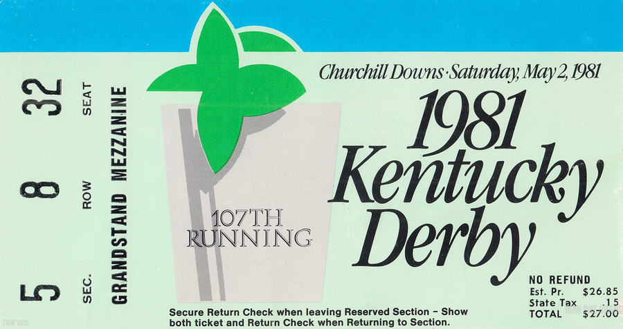 Fathers Day Gifts 2024 | 1981 Kentucky Derby Ticket Wall Art by Row One ...