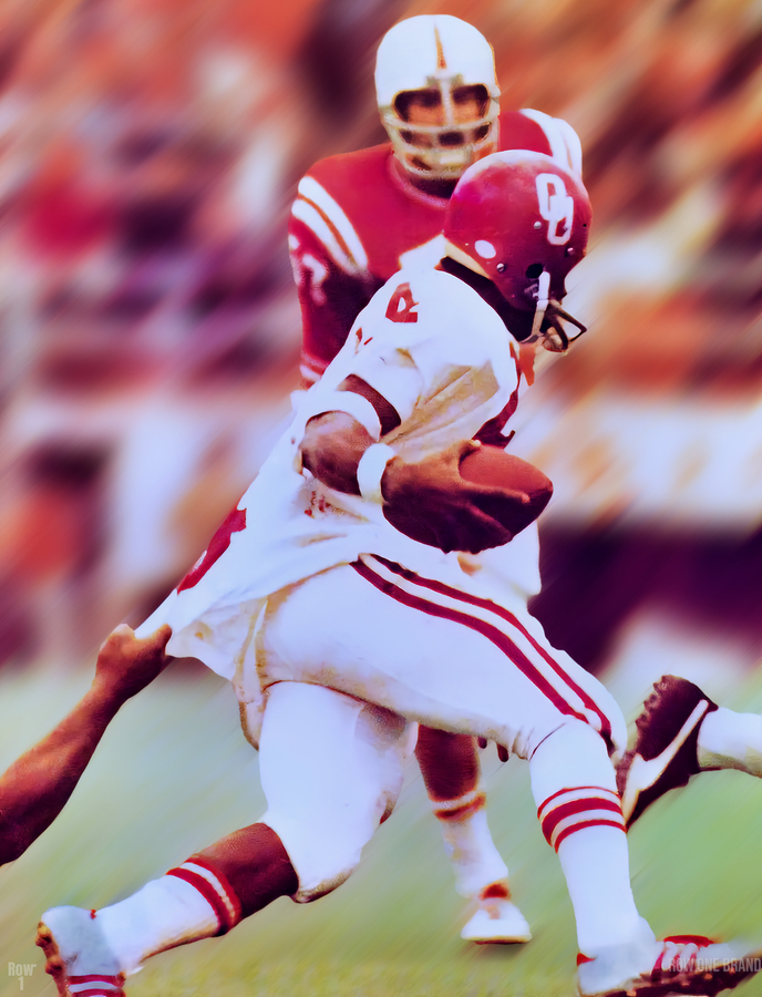 1974 Joe Washington Oklahoma Football Art by Row One Brand Wall Art
