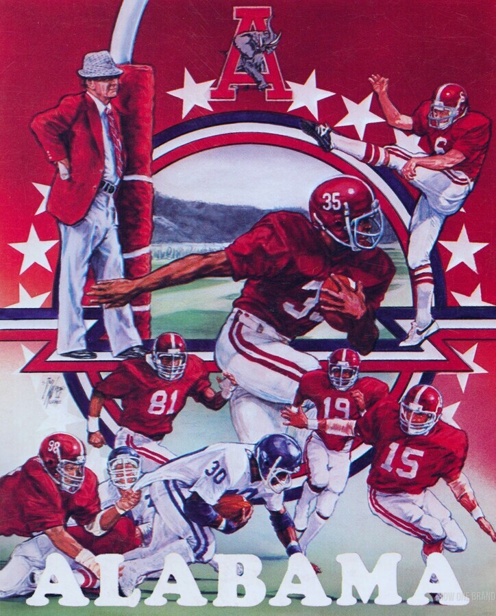Retro Alabama Football Art Poster by Row One Brand Wall Art