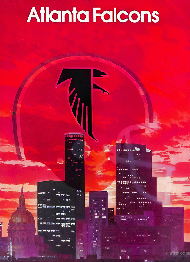 Retro Atlanta Falcons Skyline Sunset Art by Row One Brand Wall Art