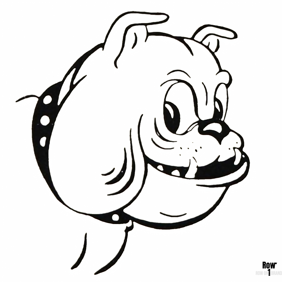 retro smiling bulldog mascot art by Row One Brand Wall Art