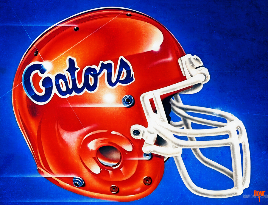 Retro Eighties Florida Gator Football Helmet Art by Row One Brand Wall Art
