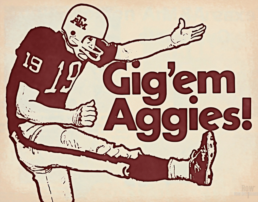Retro Gig Em Aggies TAMU Football Art by Row One Brand Wall Art