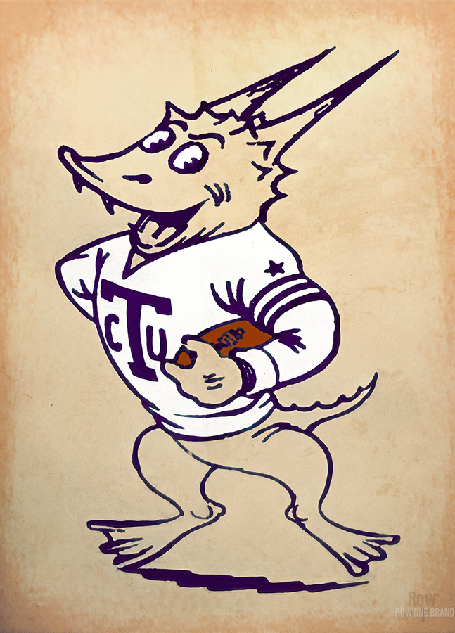 Vintage TCU Horned Frog Football Art by Row One Brand Wall Art