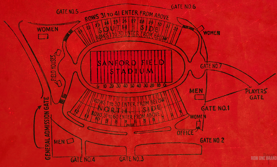 Vintage Sanford Stadium Map Art by Row One Brand Wall Art