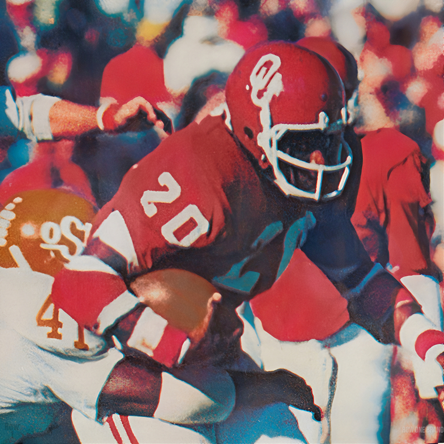Seventies Billy Sims Oklahoma Football Art by Row One Brand Wall Art