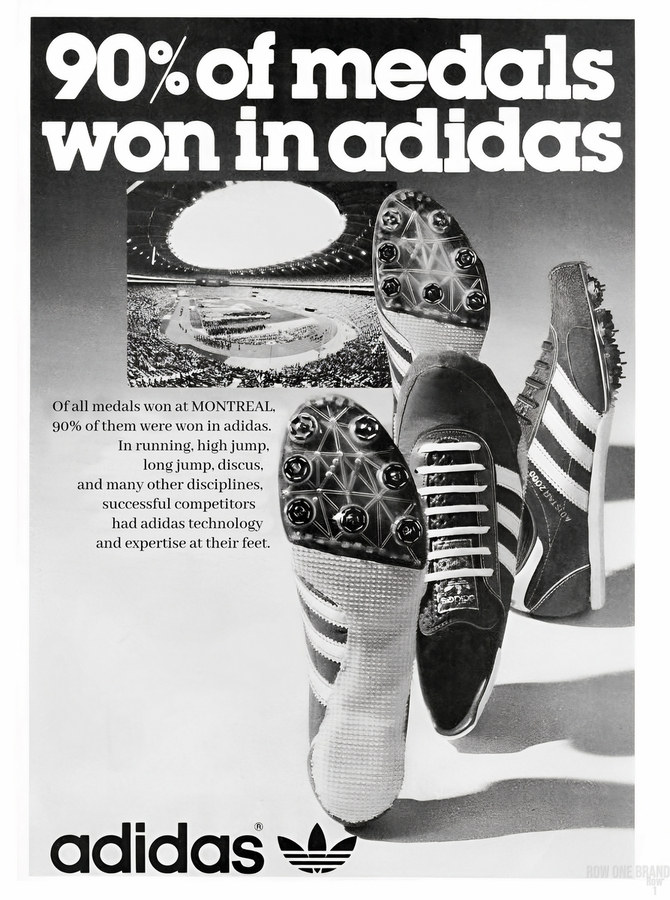 1977 Adidas Montreal Medals Shoe Ad by Row One Brand Wall Art