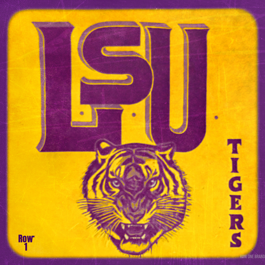 throwback lsu tigers mascot art by Row One Brand Wall Art