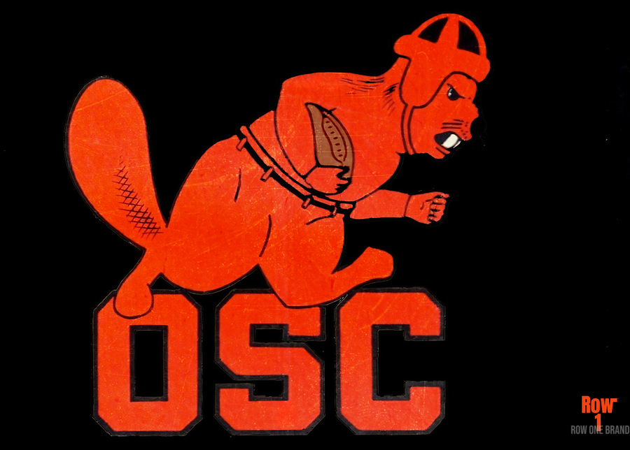 throwback vintage oregon state college art by Row One Brand Wall Art