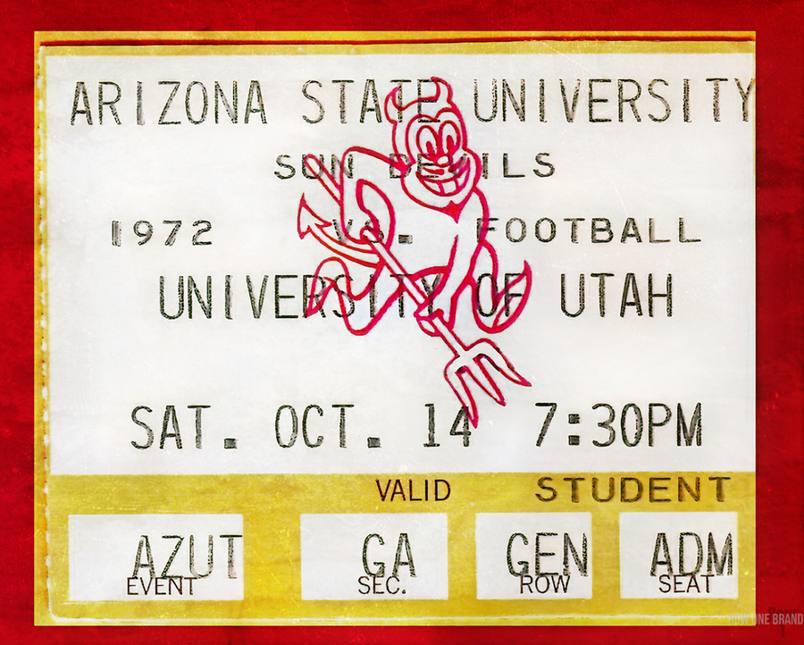 1972 Arizona State vs. Utah Ticket Stub Art by Row One Brand Wall Art