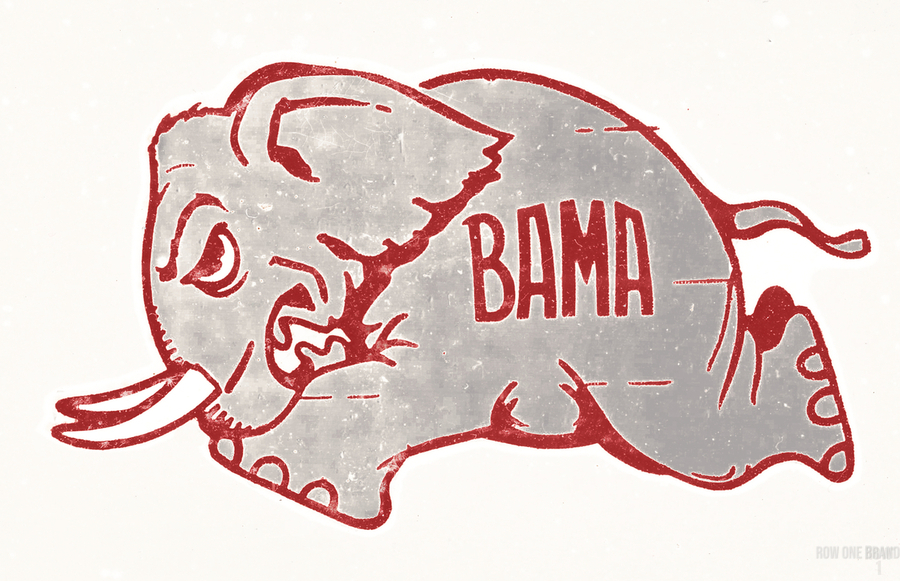 Vintage Alabama Running Bama Elephant Art by Row One Brand Wall Art