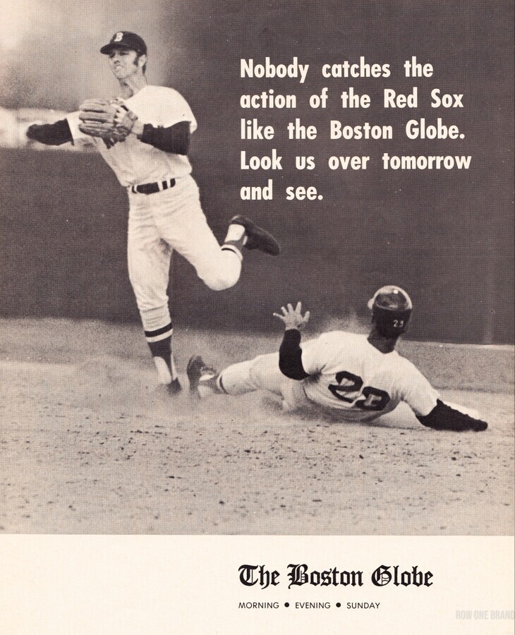 vintage boston globe ads catch the red sox poster by Row One Brand Wall Art