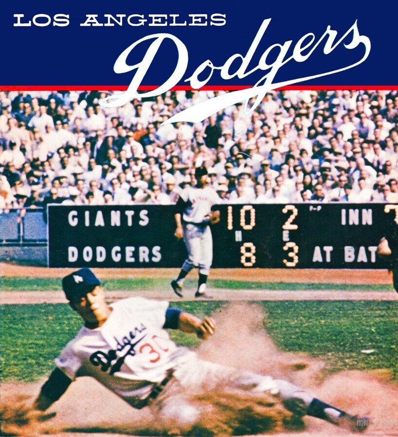 vintage la dodgers baseball poster by Row One Brand Wall Art