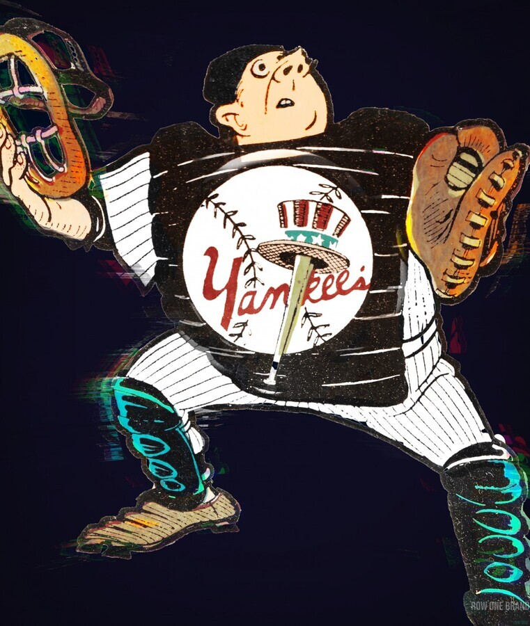 Vintage New York Yankees Catcher Cartoon by Row One Brand Wall Art