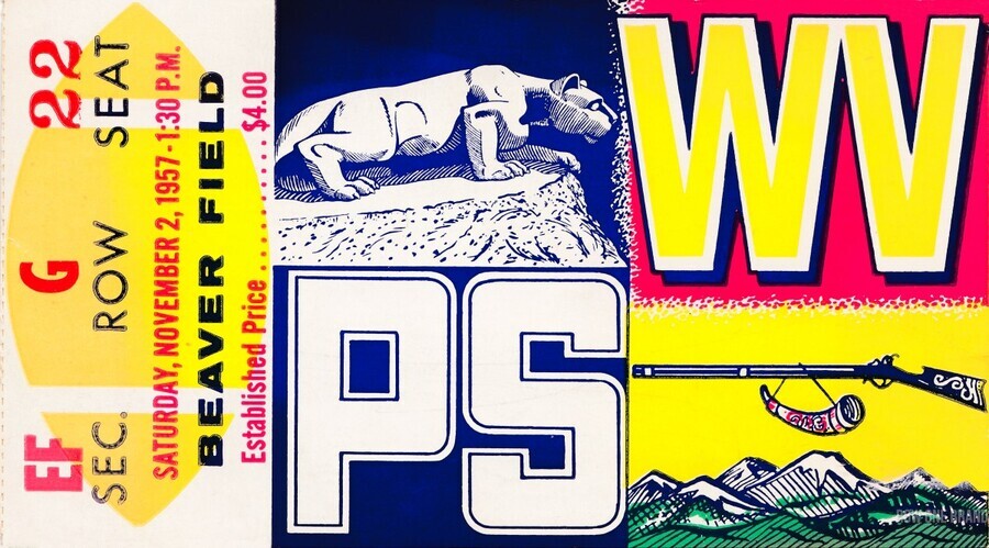 vintage penn state football ticket stub art by Row One Brand Wall Art