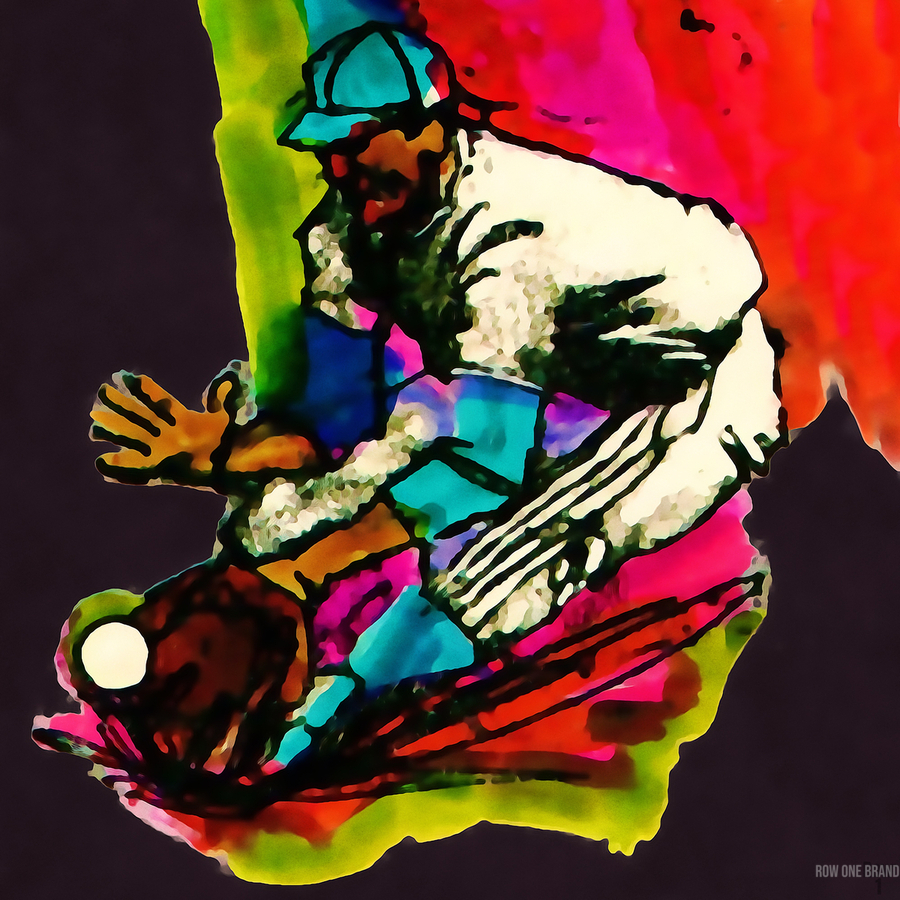 Retro Sixties Baseball Watercolor Art by Row One Brand Wall Art