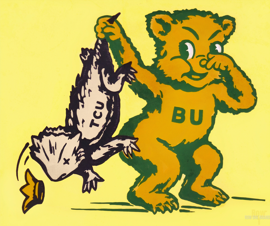 Vintage Baylor Bear TCU Cartoon Art by Row One Brand Wall Art