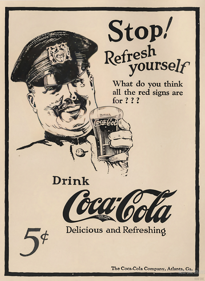 Vintage Coca-Cola Policeman Advertisement Art by Row One Brand Wall Art