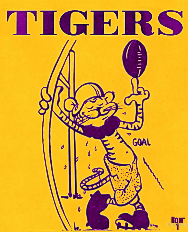 Vintage Fifties LSU Tigers Football Art by Row One Brand Wall Art