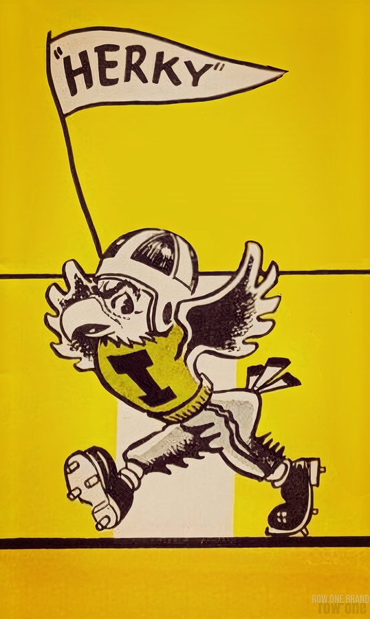 Vintage Iowa Hawkeye Herky Mascot Art by Row One Brand Wall Art