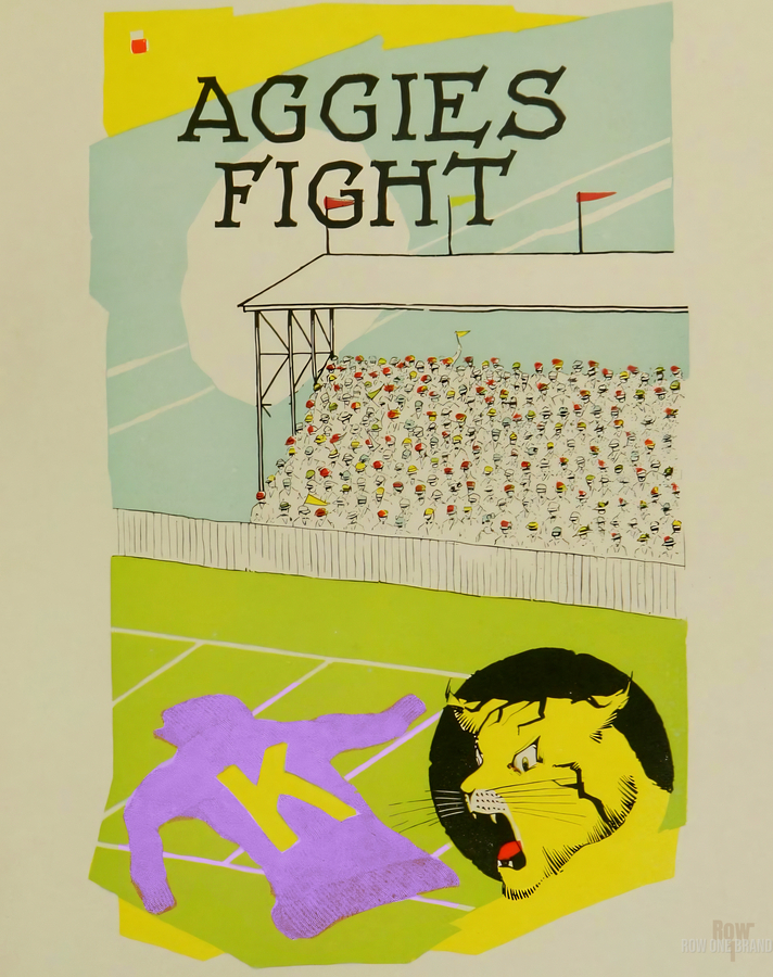 Vintage Kansas State College Aggies Football Art by Row One Brand Wall Art