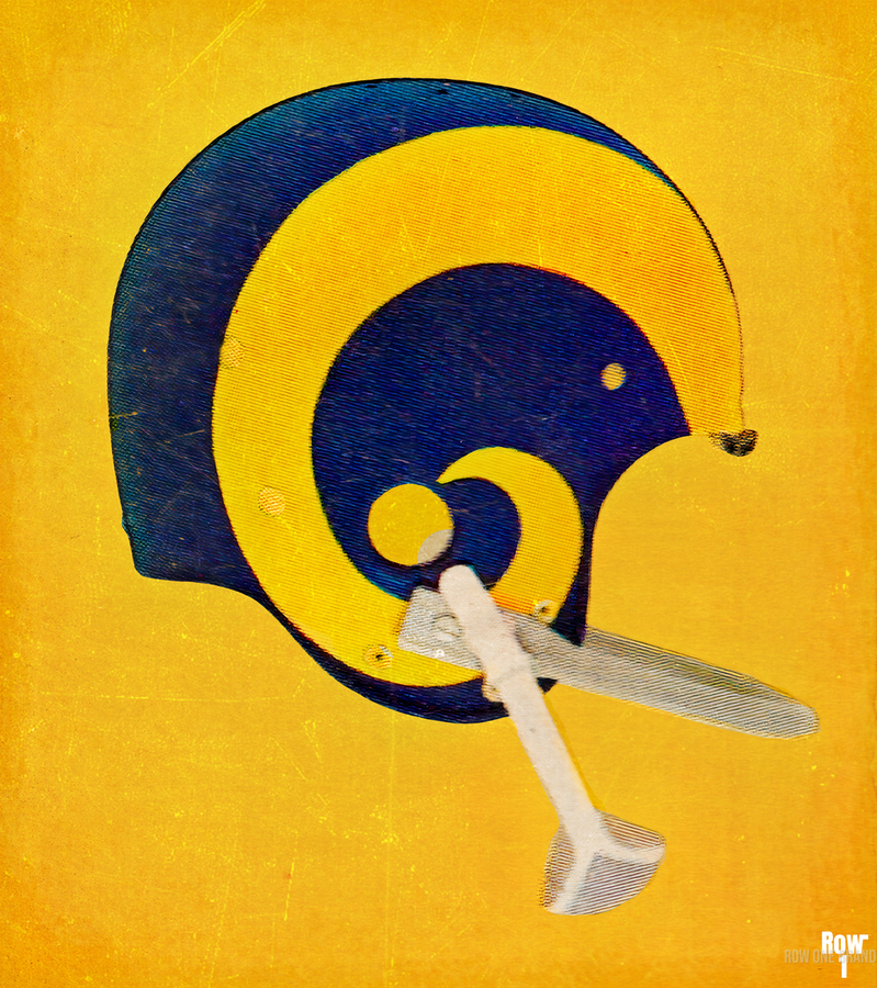 Vintage Sixties LA Rams Helmet Art by Row One Brand Wall Art