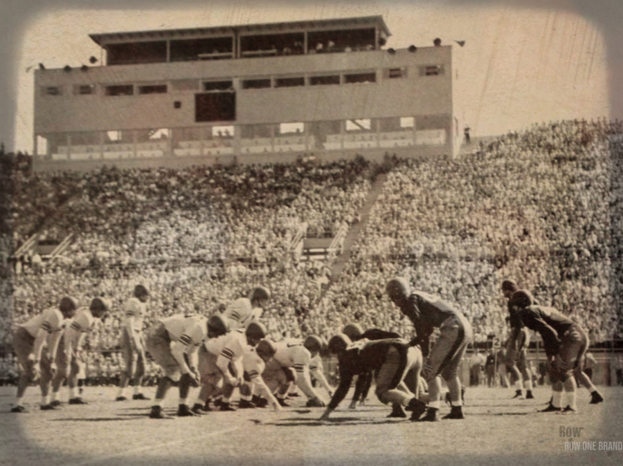 Vintage Lewis Field Oklahoma AM Football Art by Row One Brand Wall Art