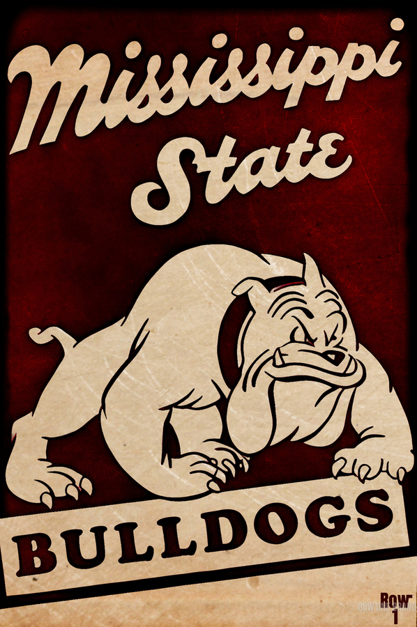 Vintage Mississippi State Bulldog Mascot Art by Row One Brand Wall Art