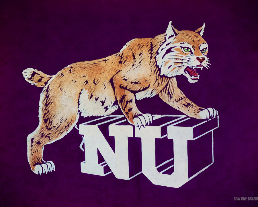 vintage northwestern wildcat nu art by Row One Brand Wall Art