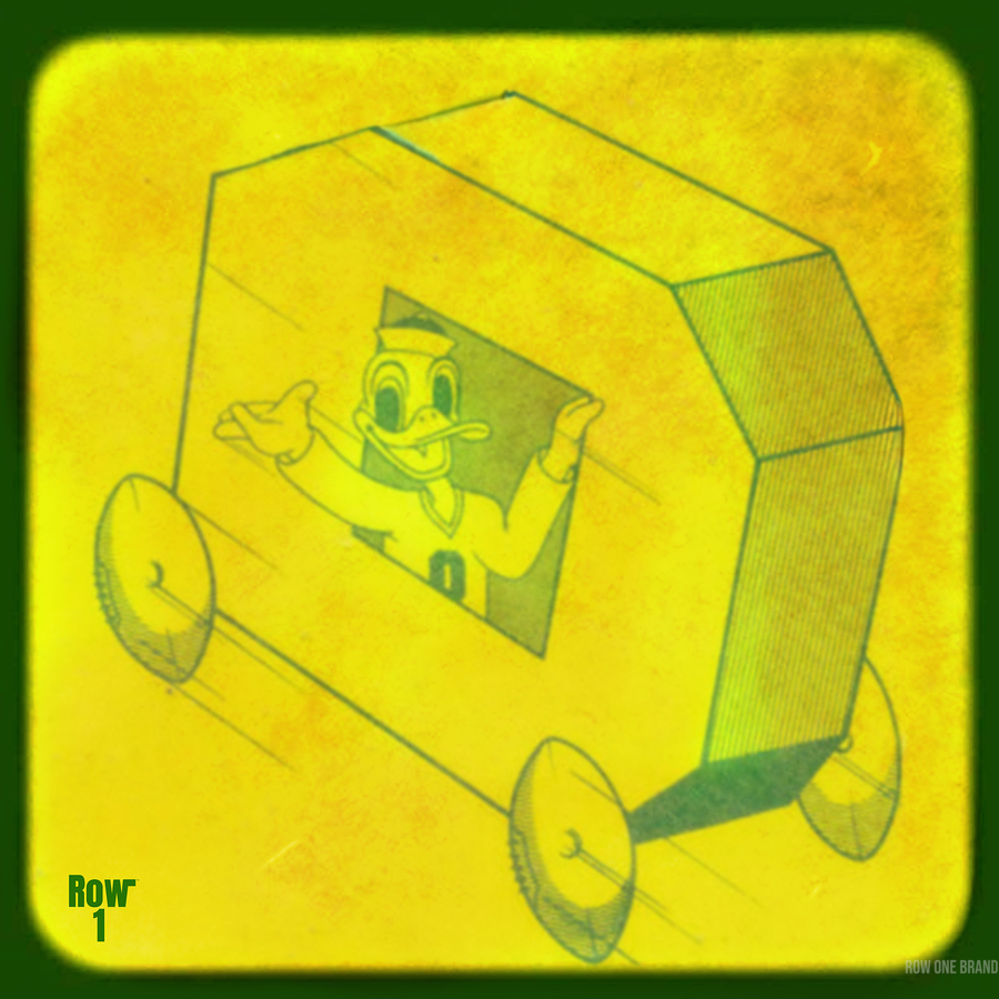 vintage oregon ducks cartoon art remix by Row One Brand Wall Art