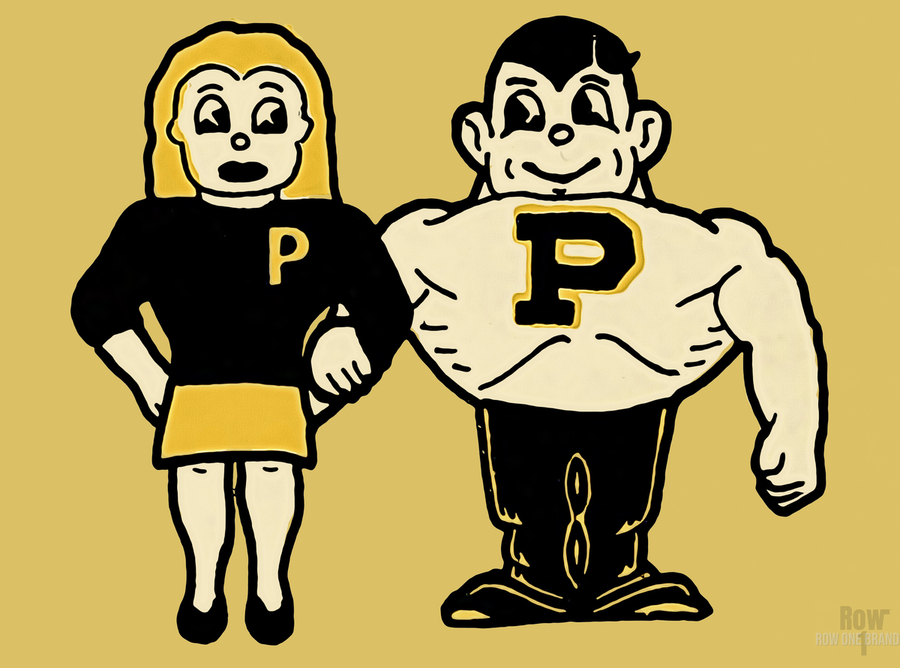 Vintage Purdue Pete Mascot with Girlfriend Art by Row One Brand Wall Art