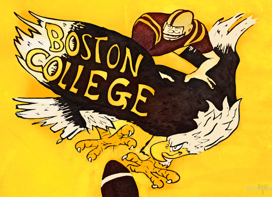 Vintage Boston College Eagles Football Cartoon Art by Row One Brand ...