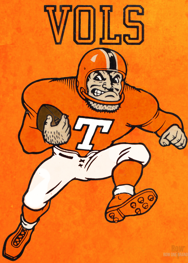 Vintage Tennessee Vols Football Player Art by Row One Brand Wall Art
