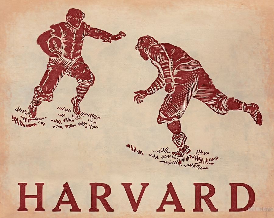 Vintage Twenties Harvard Football by Row One Brand Wall Art