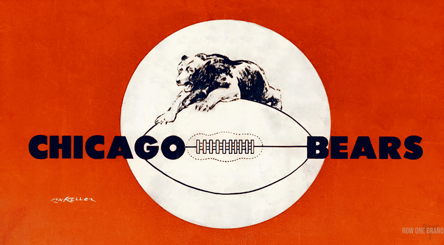 Vintage Chicago Bears Throwback Logo Art by Row One Brand Wall Art
