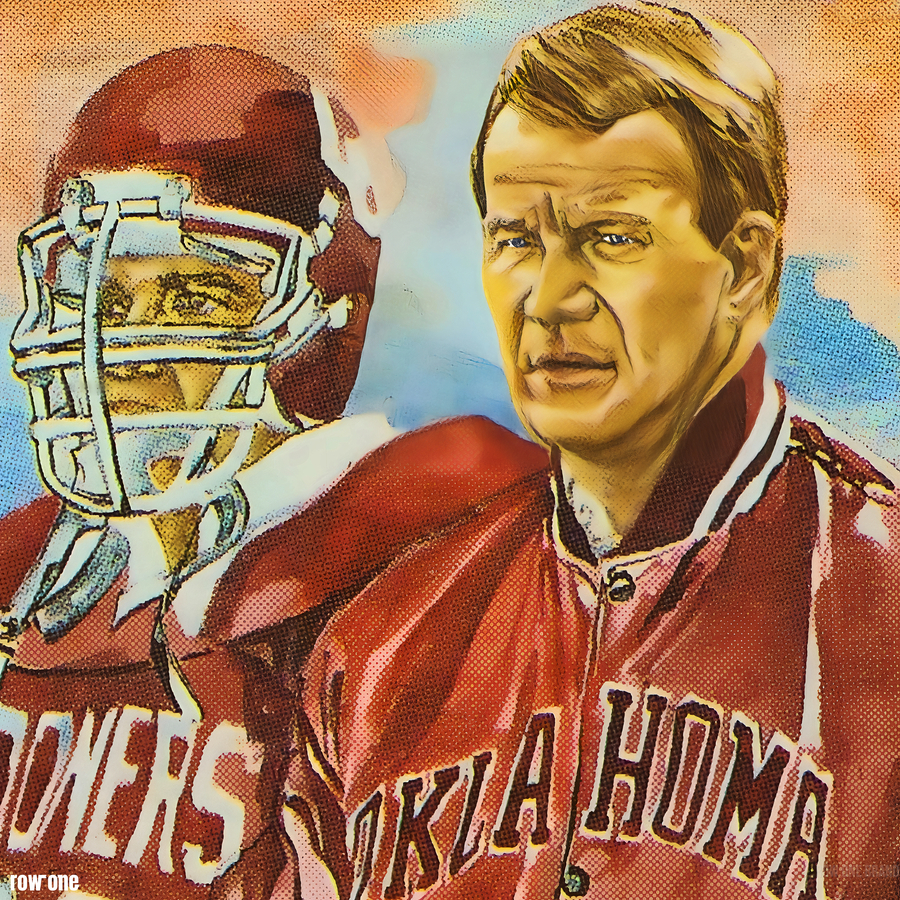 1986 Barry Switzer Oklahoma Football Art by Row One Brand Wall Art