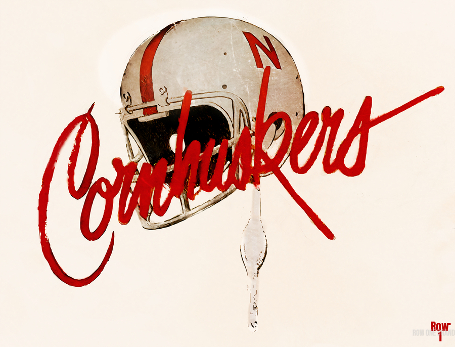 Throwback 70s Nebraska Football Helmet Art by Row One Brand Wall Art