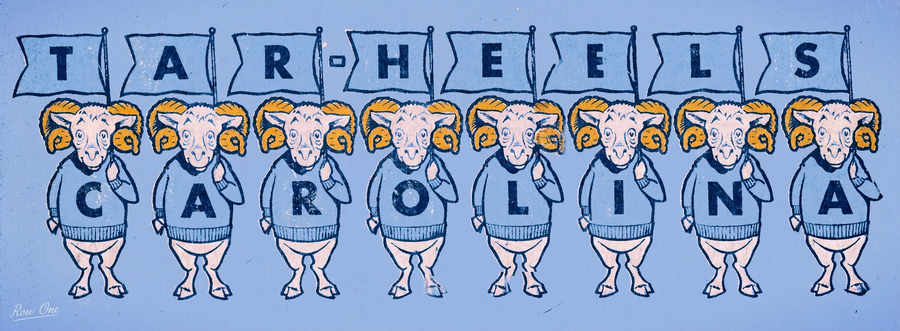Vintage North Carolina Tar Heels Cartoon Art by Row One Brand Wall Art