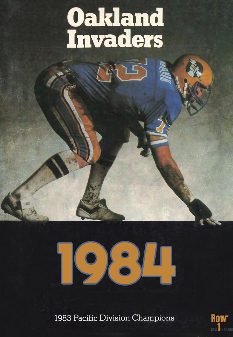 1984 Oakland Invaders Retro Football Art by Row One Brand Wall Art