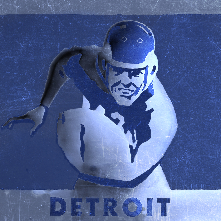 Vintage Detroit Football Art by Row One Brand Wall Art