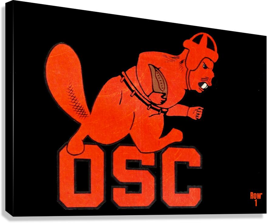 throwback vintage oregon state college art by Row One Brand Wall Art