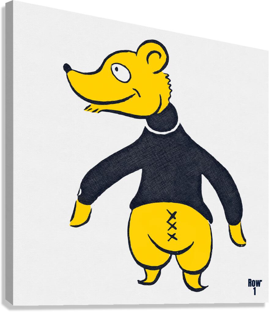 vintage cal bear football cartoon art by Row One Brand Wall Art