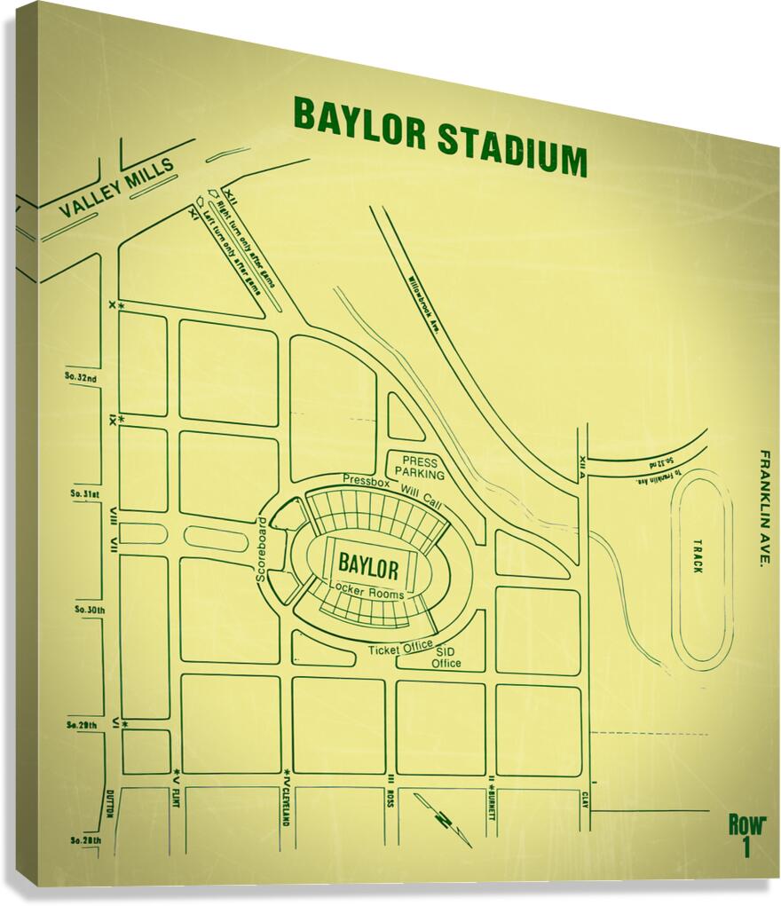 1984 baylor stadium map wall art by Row One Brand Wall Art