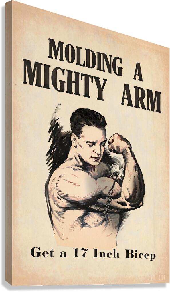 molding a mighty arm vintage bodybuilding art by Row One Brand Wall Art