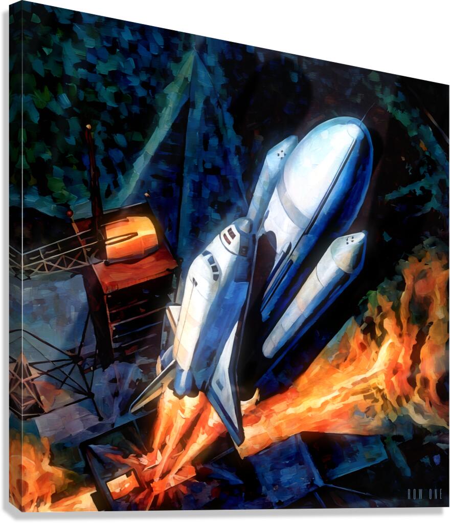 retro space shuttle art by Row One Brand Wall Art