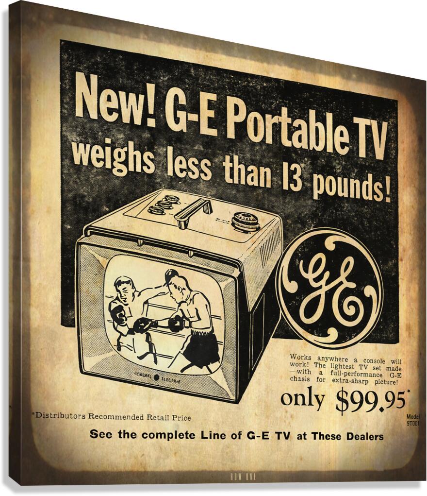 1956 GE TV Set Advertisement Art by Row One Brand Wall Art