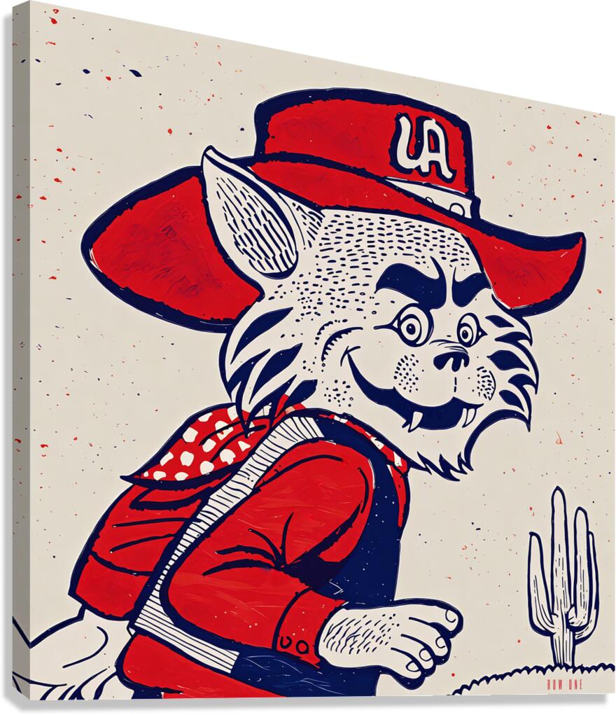 1964 Arizona Wildcat Cartoon Art by Row One Brand Wall Art