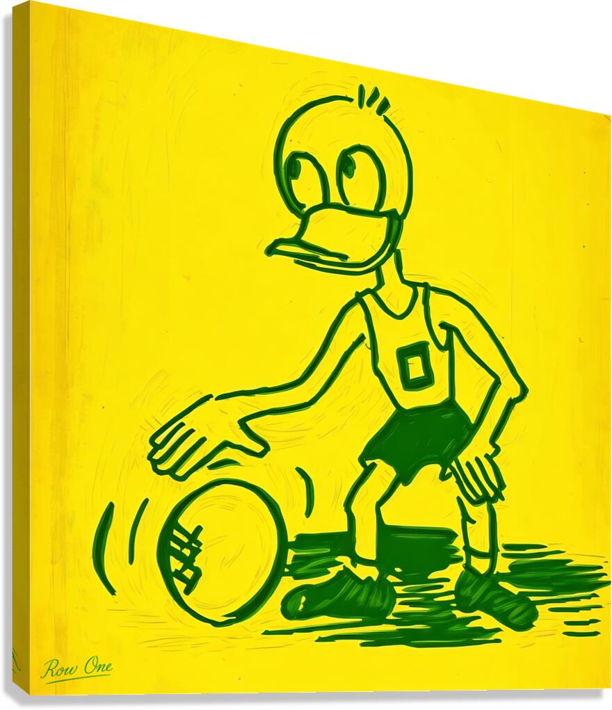 Vintage Oregon Duck Basketball Cartoon Art by Row One Brand Wall Art