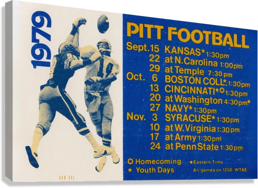 1979 Pitt Panthers Football Schedule Art by Row One Brand Wall Art