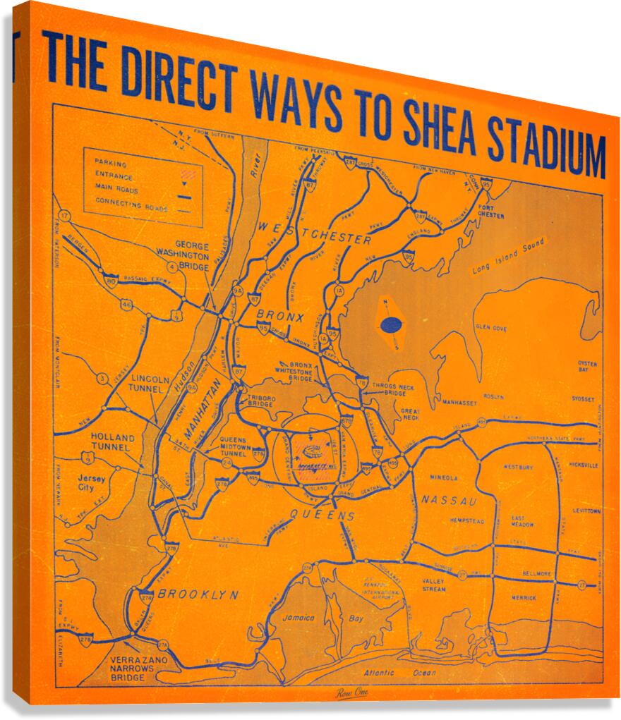 1960s Shea Stadium Map by Row One Brand Wall Art
